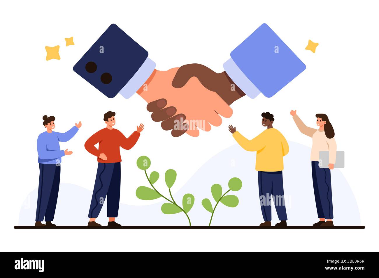 Two diverse hands shaking symbolizing agreement, teamwork, and ...