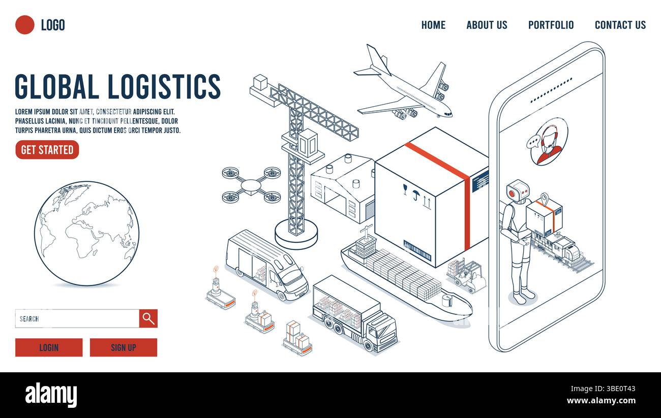 Global logistics Landing page with Warehouse Technology, Autonomous ...