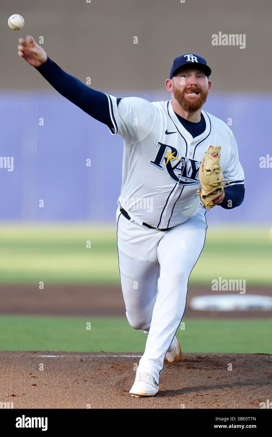 Tampa Bay Rays' Zack Littell pitches to the Minnesota Twins during the ...
