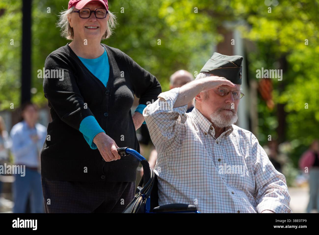George Ecker, a local veteran, saluting during the annual Memorial Day ...