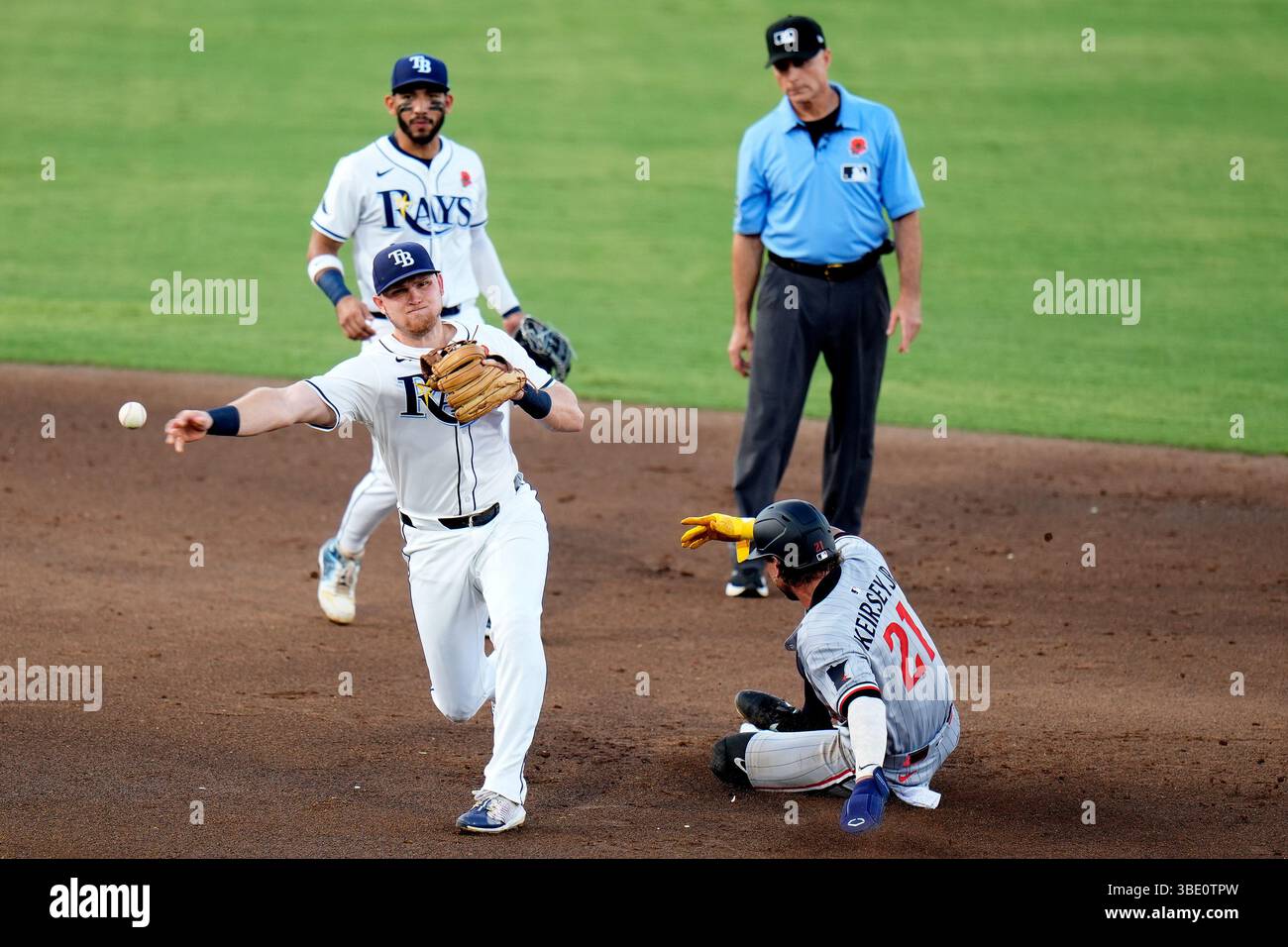 Tampa Bay Rays' Curtis Mead forces Minnesota Twins' DaShawn Keirsey Jr ...