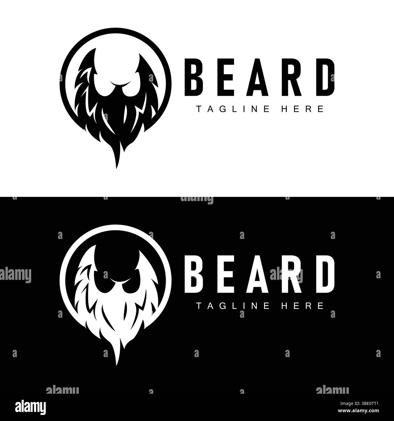 Beard Logo Design Silhouette Vector Barbershop Illustration Men's ...