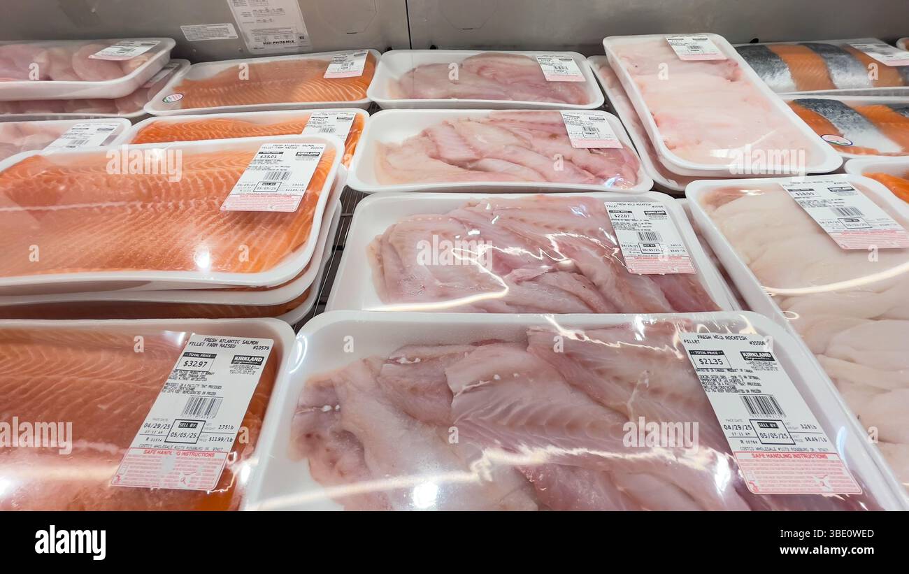 Fresh fish in packages at Costco Stock Photo - Alamy