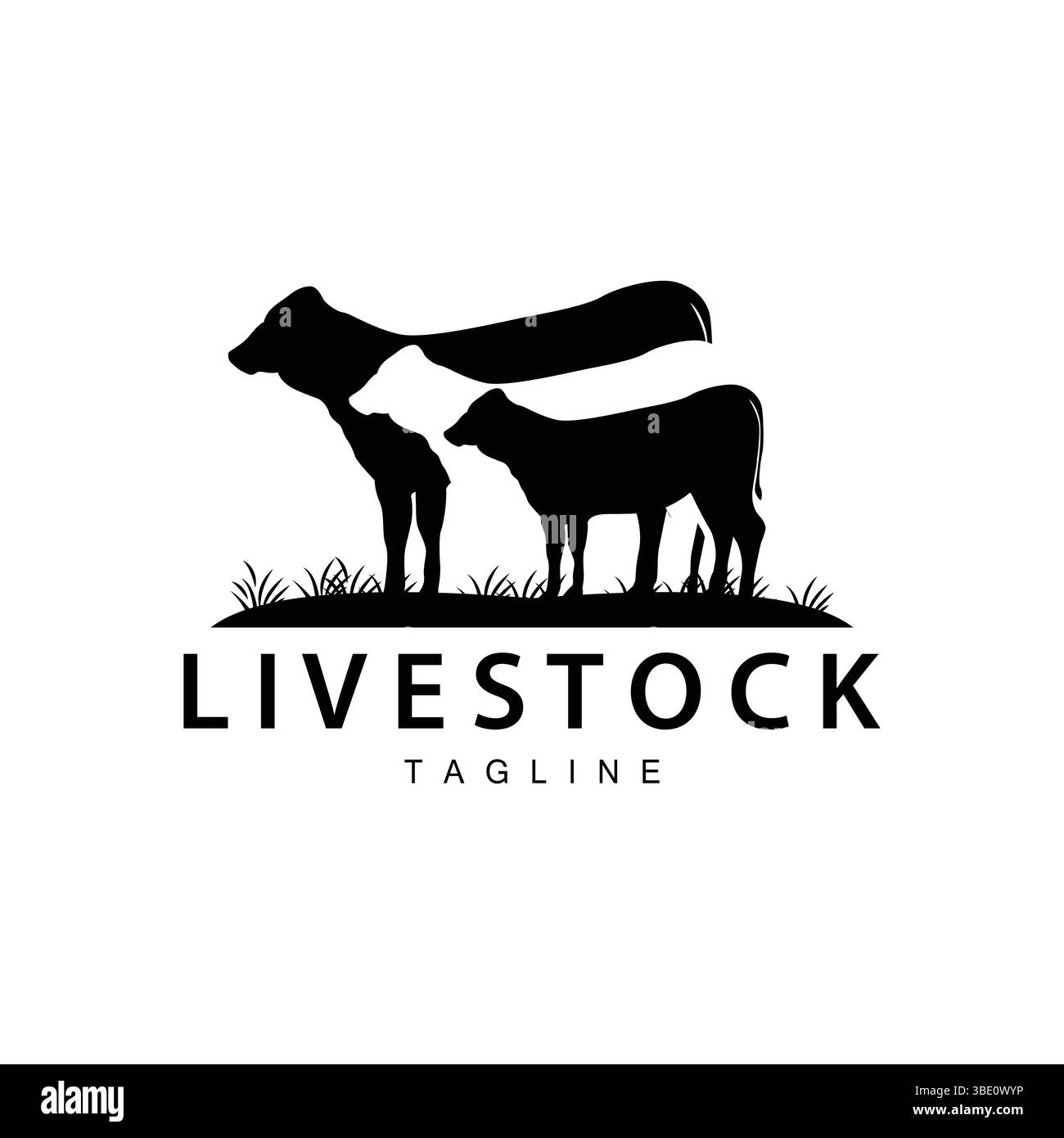 Cow Logo, Cattle Farm Vector, Silhouette Simple Minimalist Design ...