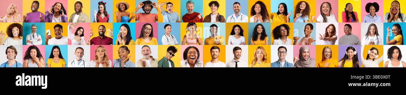 Collage of diverse faces showcasing joy and connection in a colorful ...
