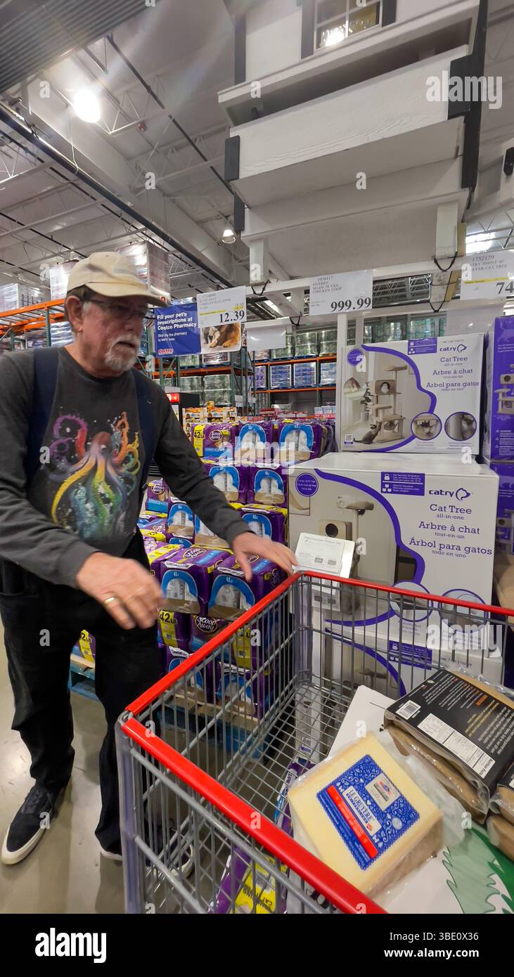 A male customer with shopping car at Costco Stock Photo - Alamy