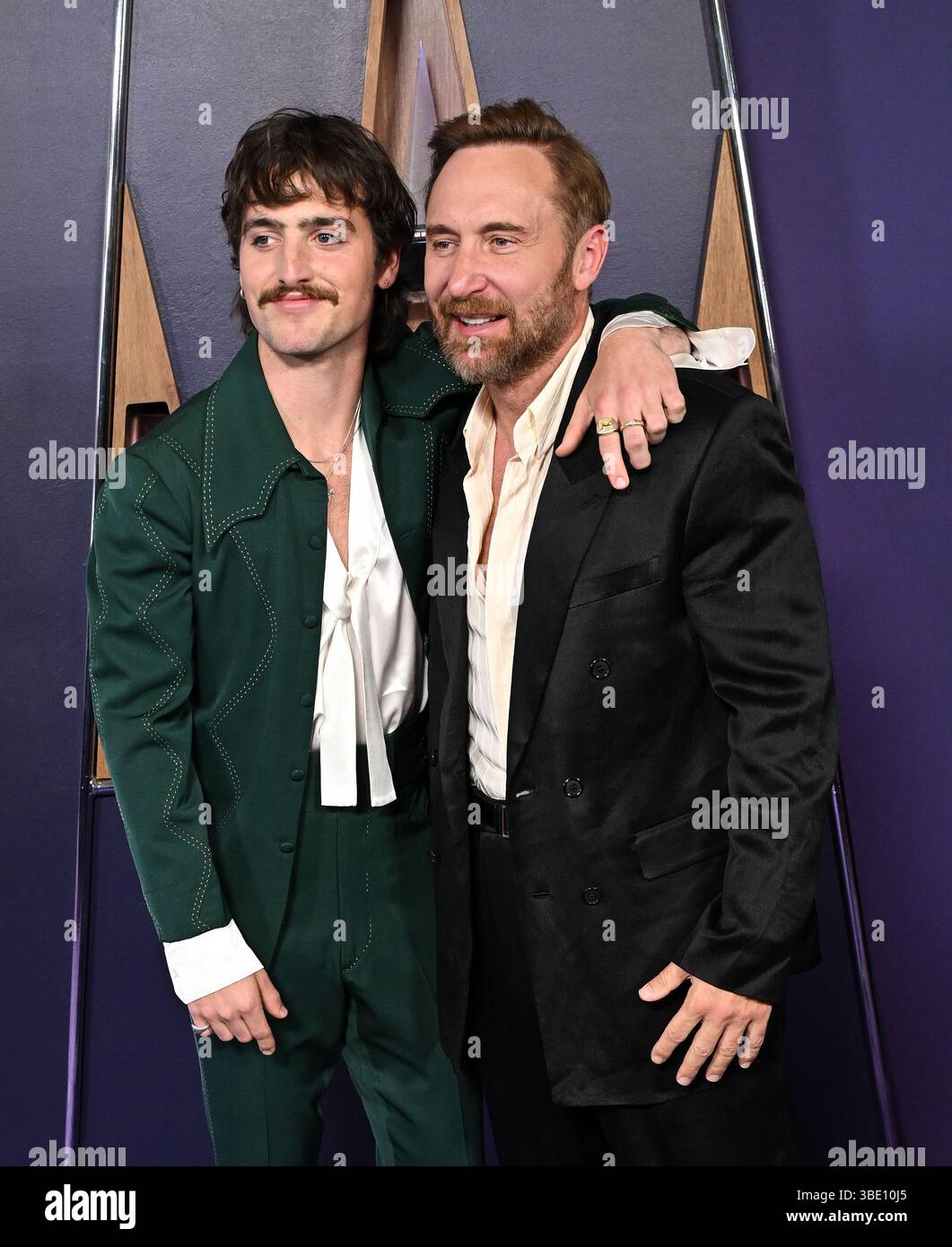 Las Vegas, USA. 26th May, 2025. Benson Boone and David Guetta arriving to the 2025 American ...