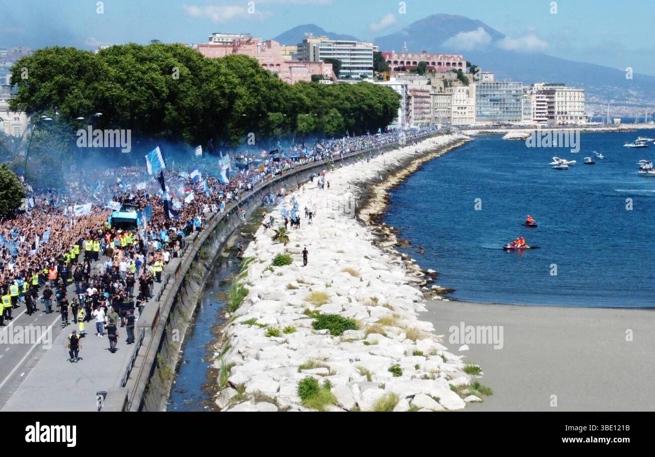 Naples, Italy. 26th May, 2025. Napoli's players parade to celebrate the Serie A Championship in ...