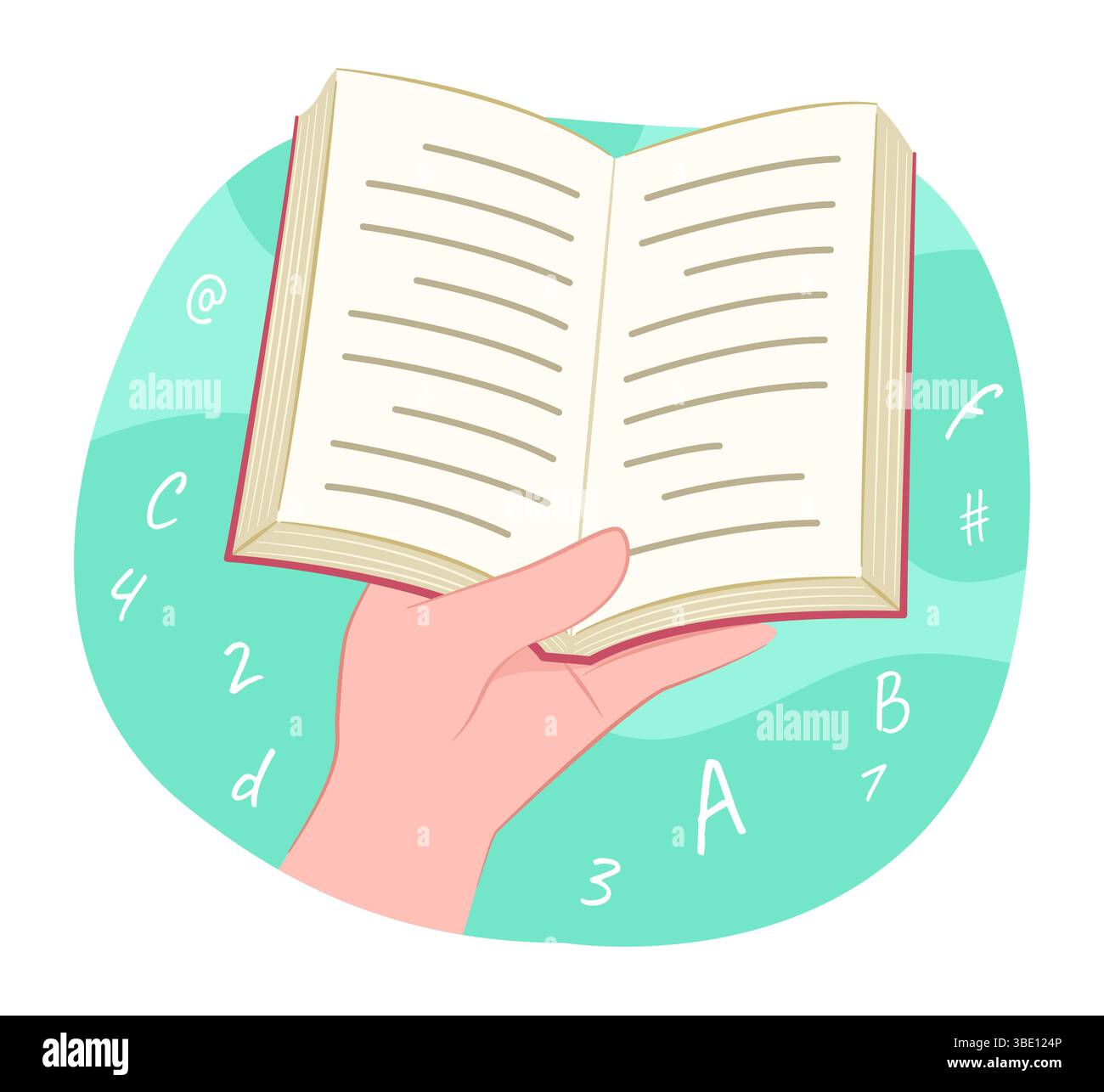 Human Hand Holding Book for Reading and Education Concept Illustration ...