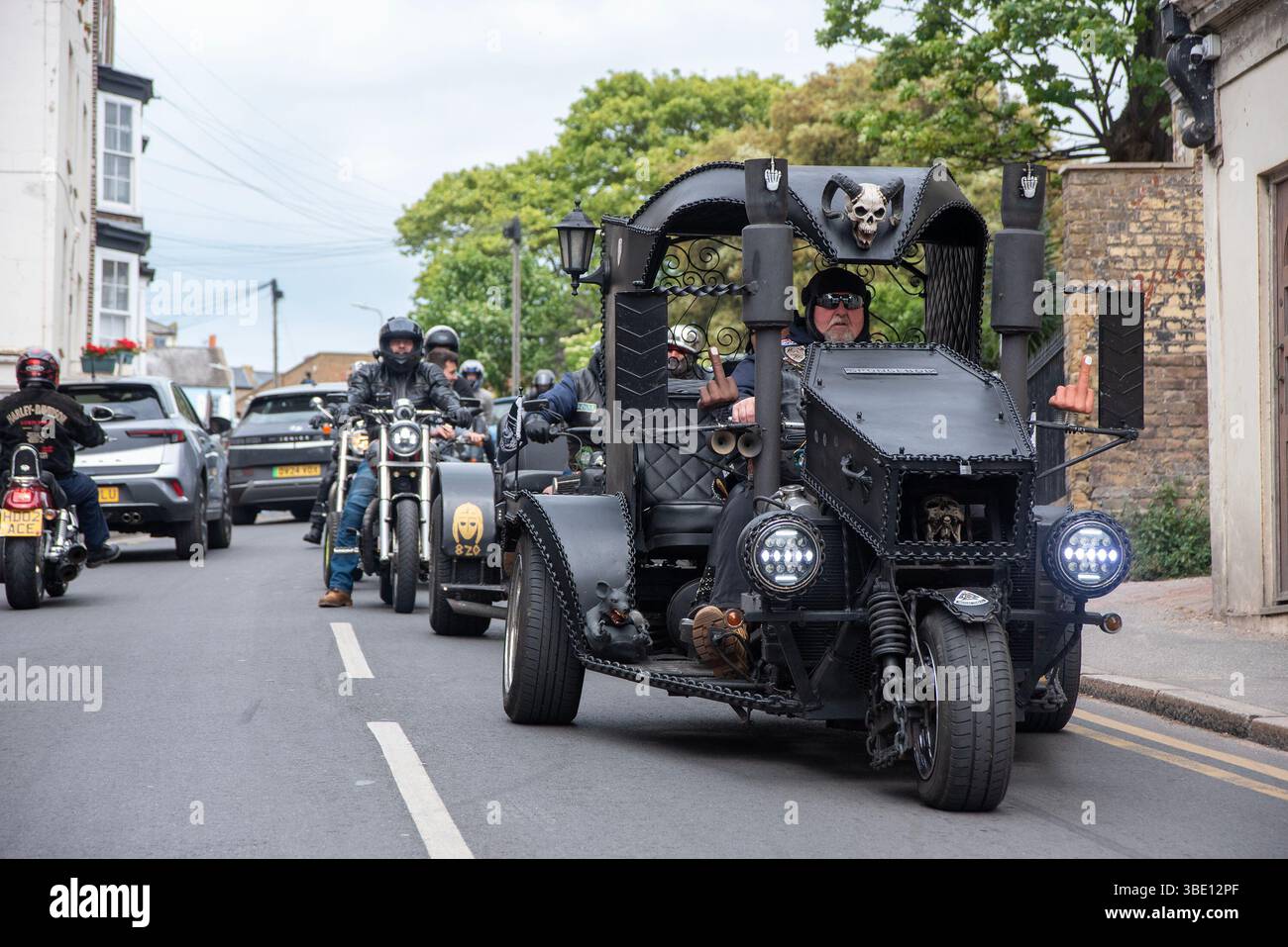 Margate, UK. 26th May, 2025. A built motorbike with a coffin on the ...