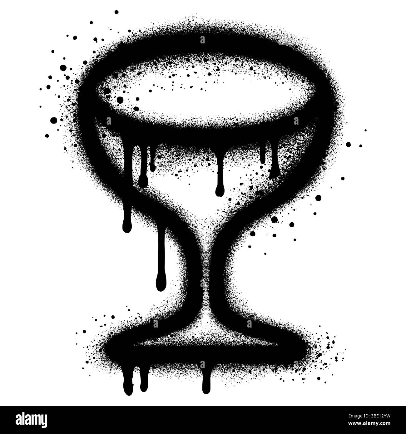 cocktail glass graffiti with black spray paint. vector illustration ...