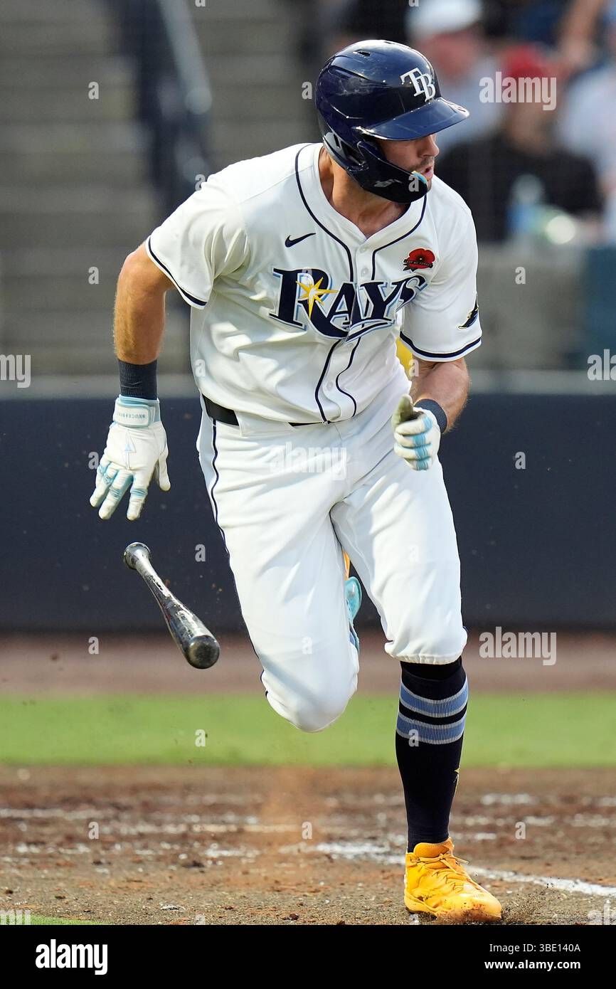 Tampa Bay Rays' Kameron Misner singles off Minnesota Twins pitcher ...