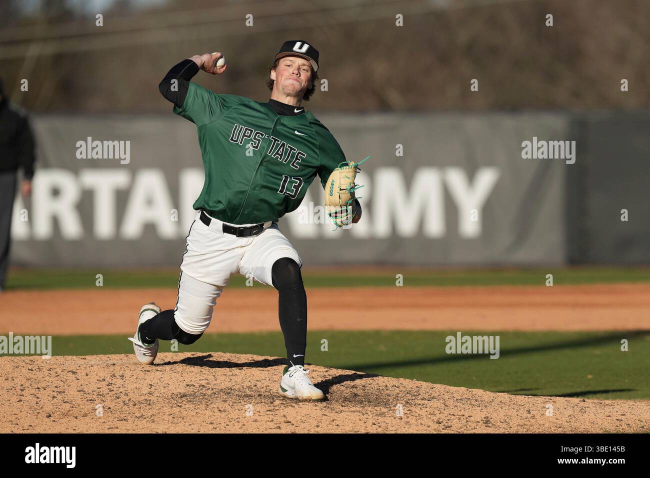 Amp Phillips (13) of the USC Upstate Spartans delivers a pitch in a ...
