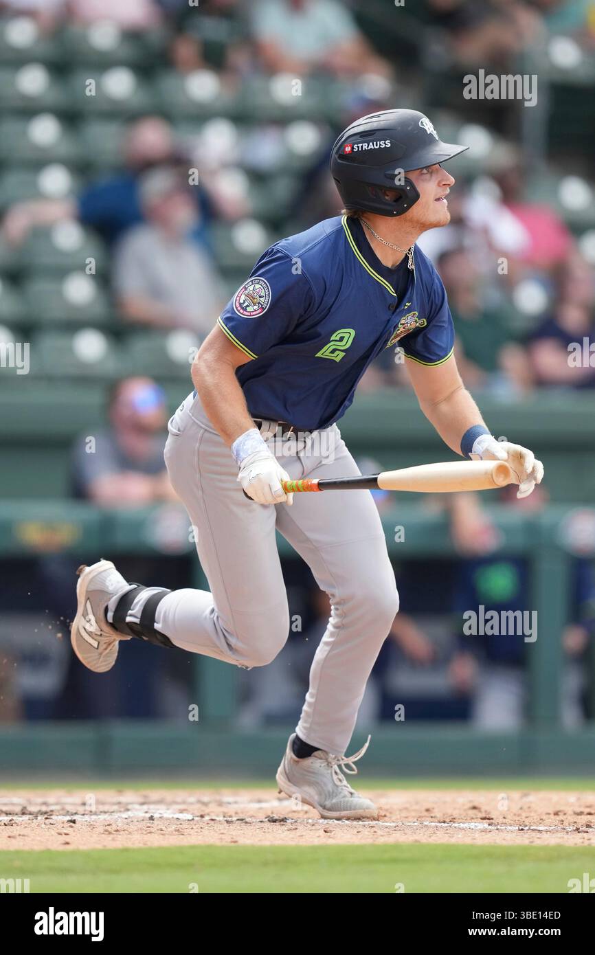 Casey Cook (2) of the Hub City Spartanburgers at bat in a South ...