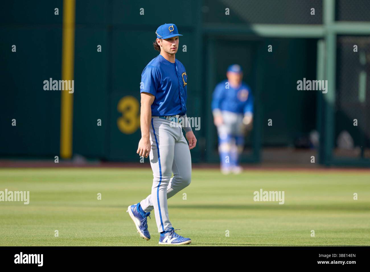 Omaha Storm Chasers left fielder Jac Caglianone (41) warms up in the ...