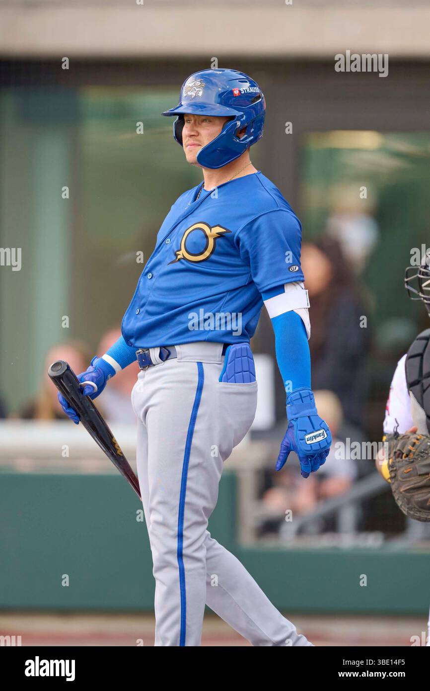 Omaha Storm Chasers second baseman Diego Castillo (9) at bat against ...