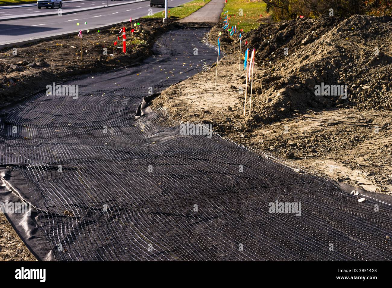 geotextile and geonet geosynthetic material used as foundation base for ...