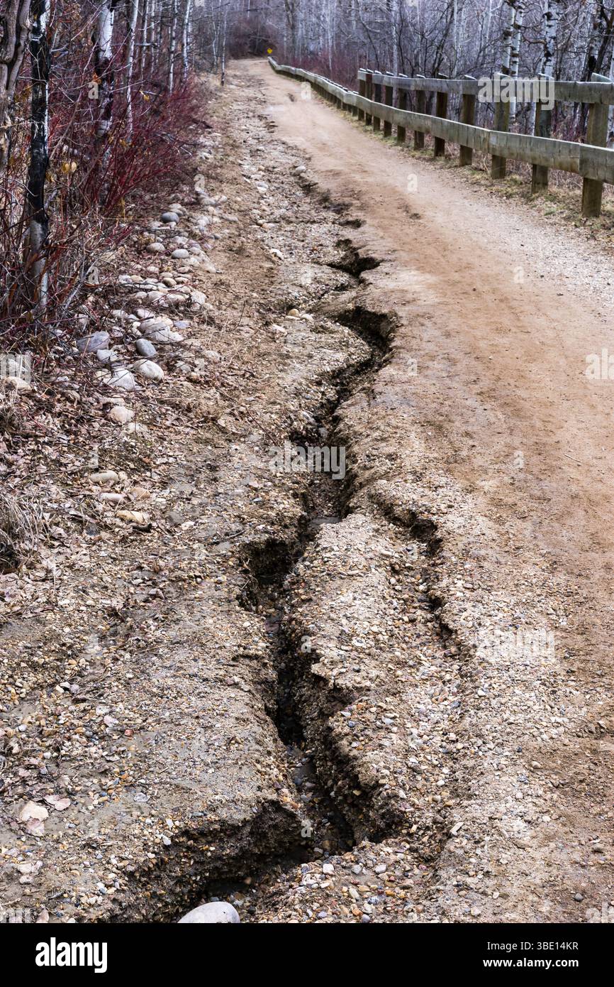 Fort Edmonton Foot bridge 2018 spring trail erosion Stock Photo - Alamy