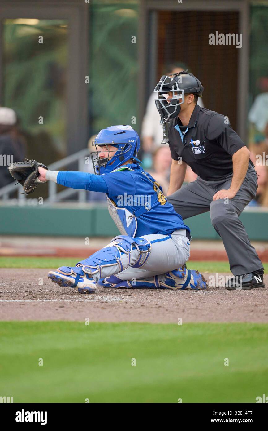 Omaha Storm Chasers catcher Brian O'Keefe (33) on defense with home ...