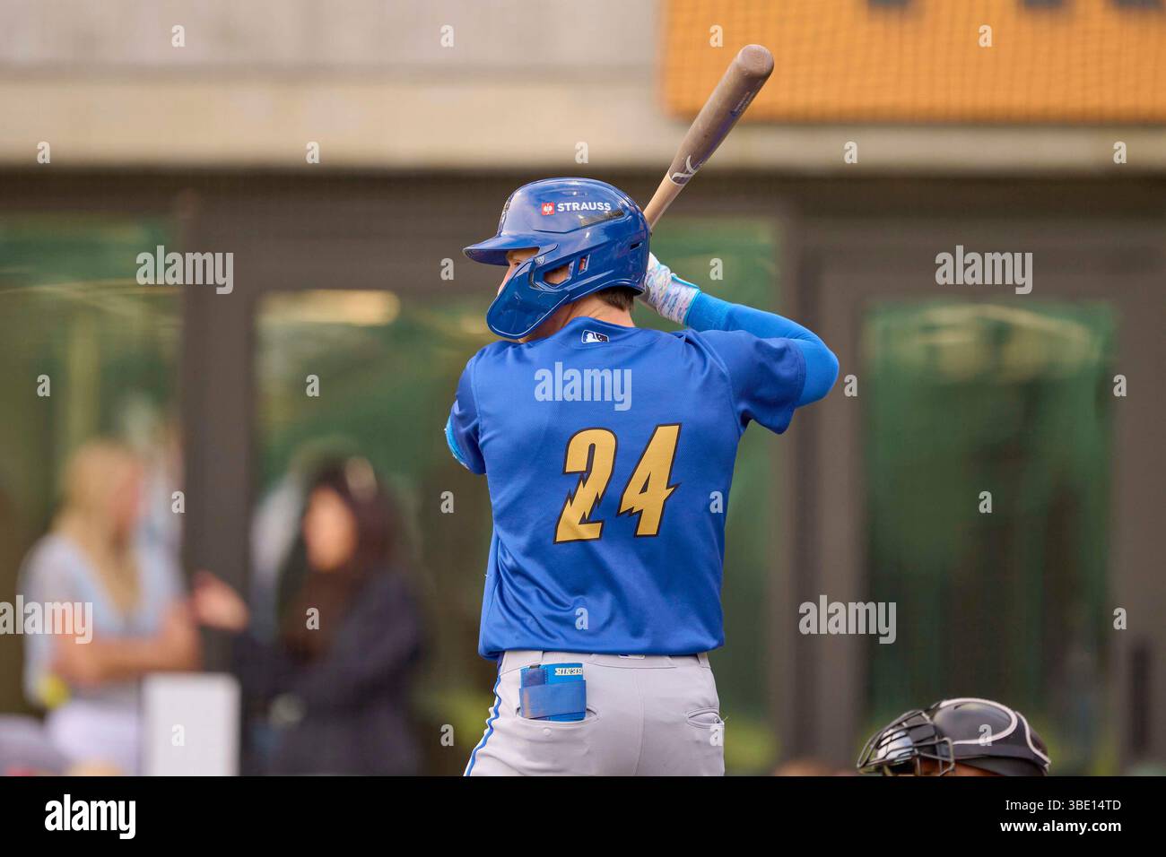 Omaha Storm Chasers shortstop Cam Devanney (24) at bat against the Salt ...