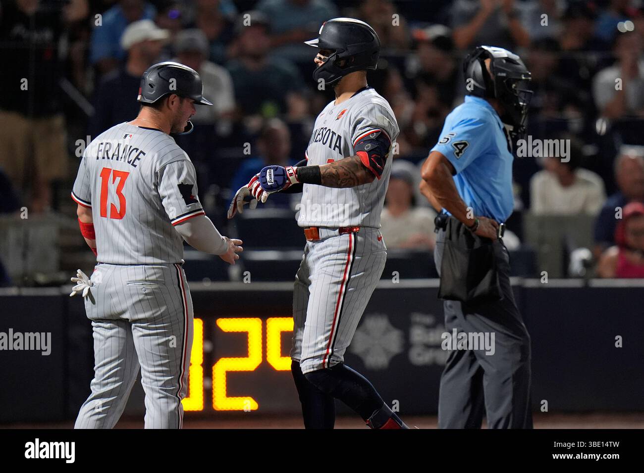 Minnesota Twins' Carlos Correa celebrates his two-run home run off ...