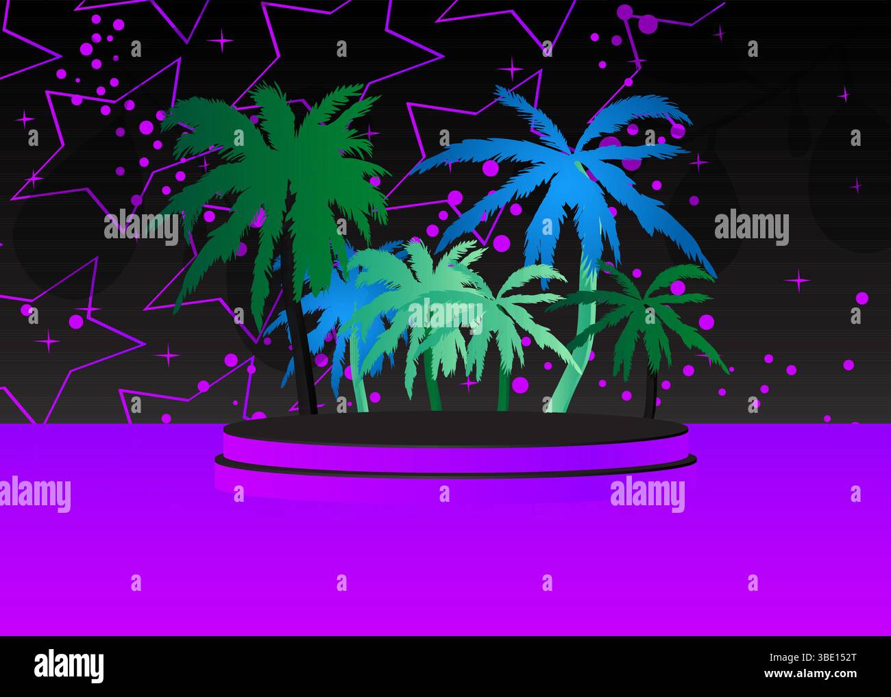 Mockup product display with Palm Tree. Vector cylinder pedestal podium ...