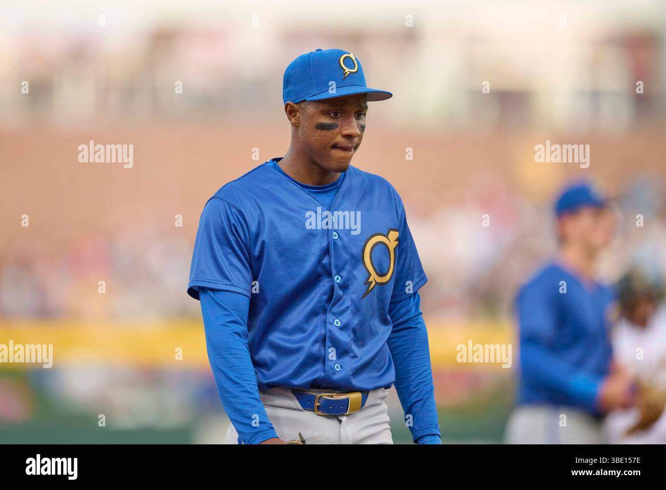 Omaha Storm Chasers third baseman Tyler Tolbert (3) on defense against ...