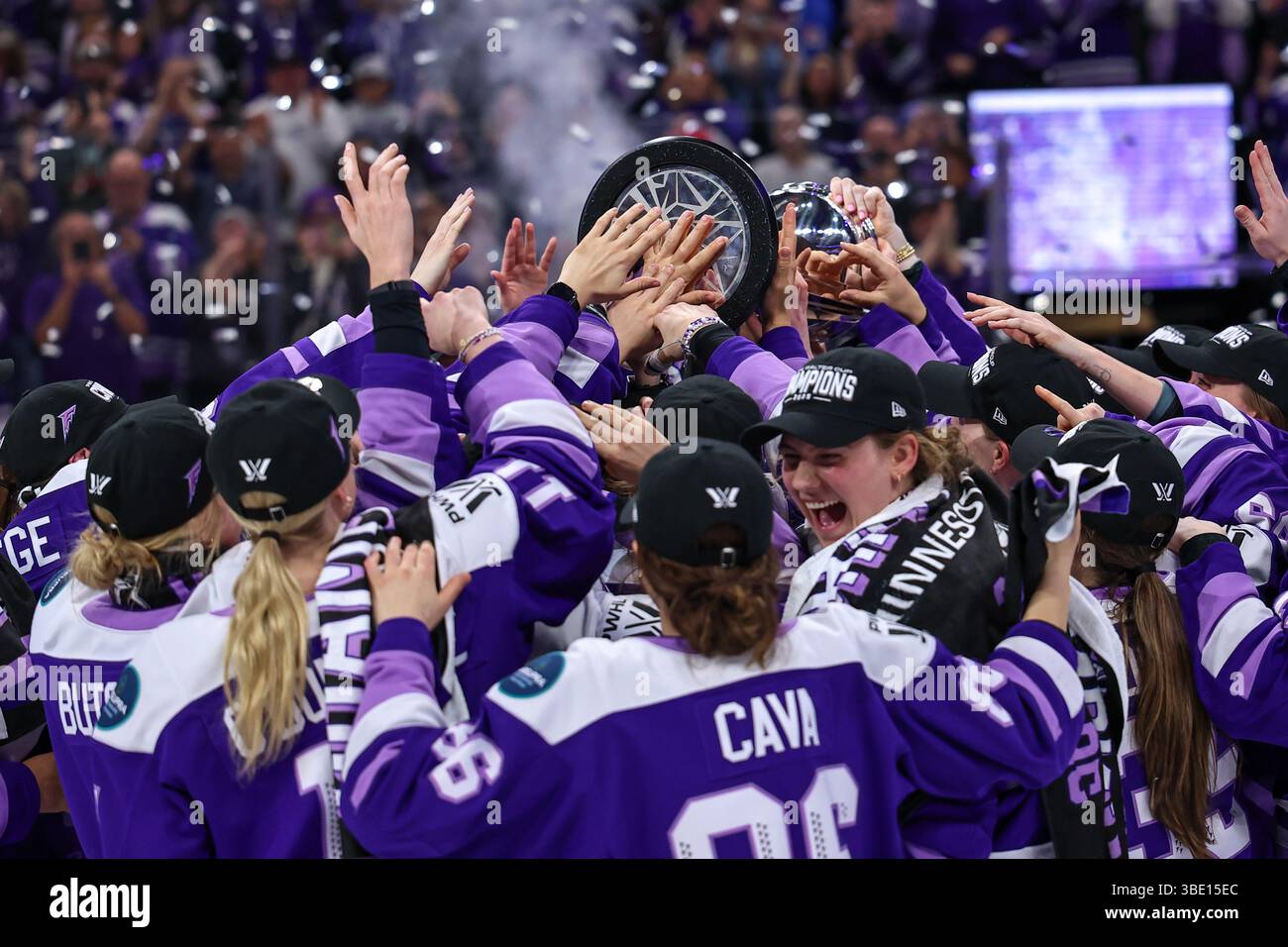 May 26th, 2025: The Minnesota Frost celebrate after winning PWHL Walter ...