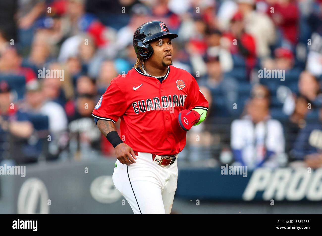 CLEVELAND, OH - MAY 26: Cleveland Guardians third baseman Jose Ramirez ...