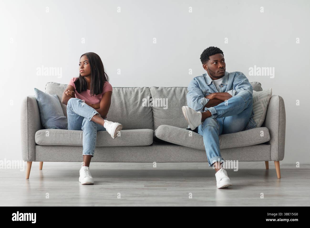 Young married black couple having fight, ignoring each other Stock ...