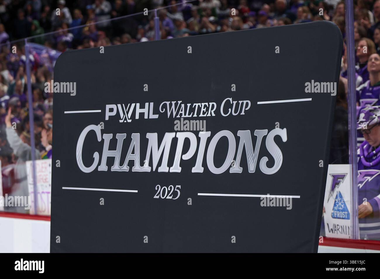 May 26th, 2025: A sign for the championship after a PWHL Finals hockey ...