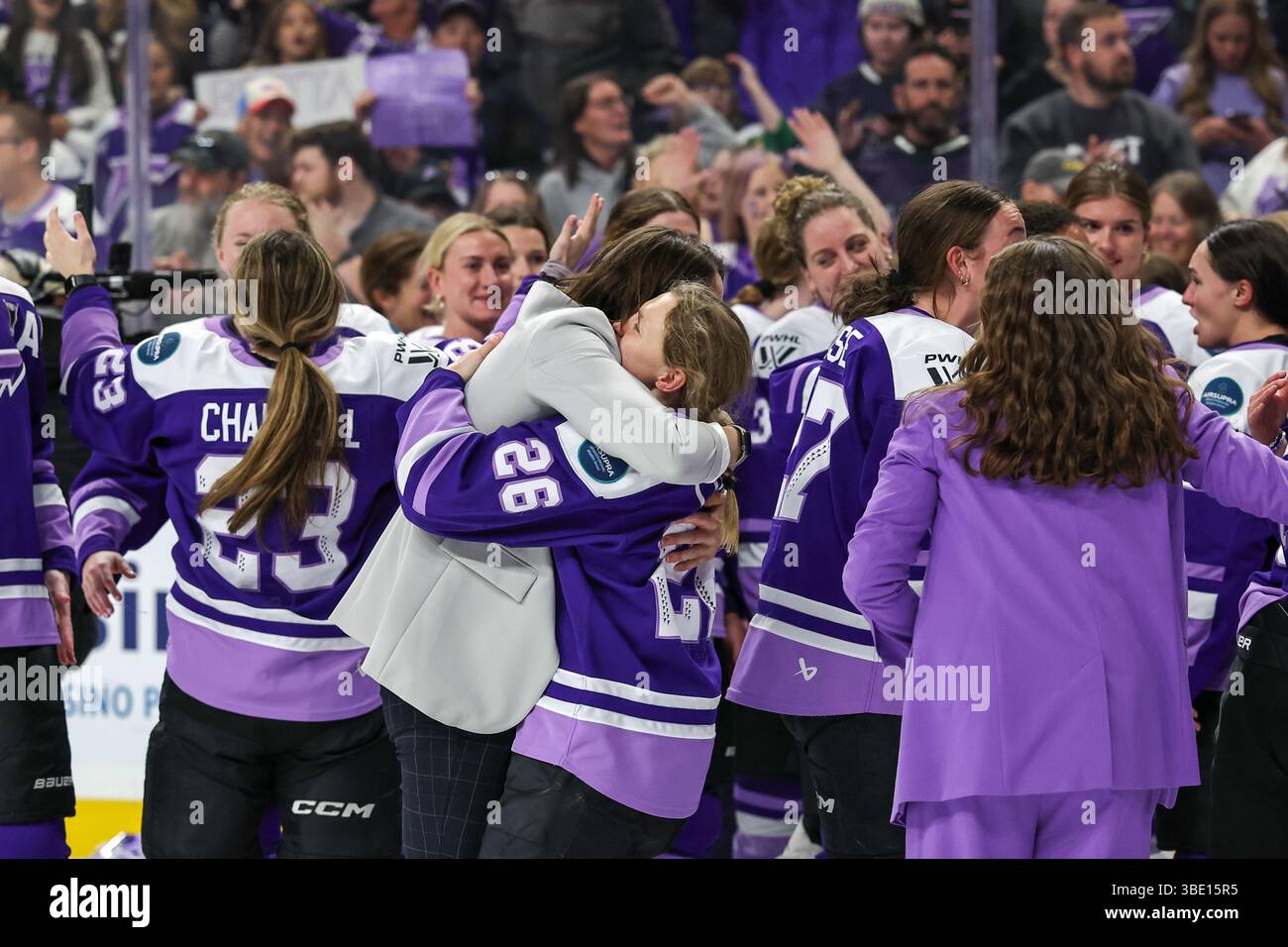 May 26th, 2025: The Minnesota Frost celebrate winning the PWHL Walter ...