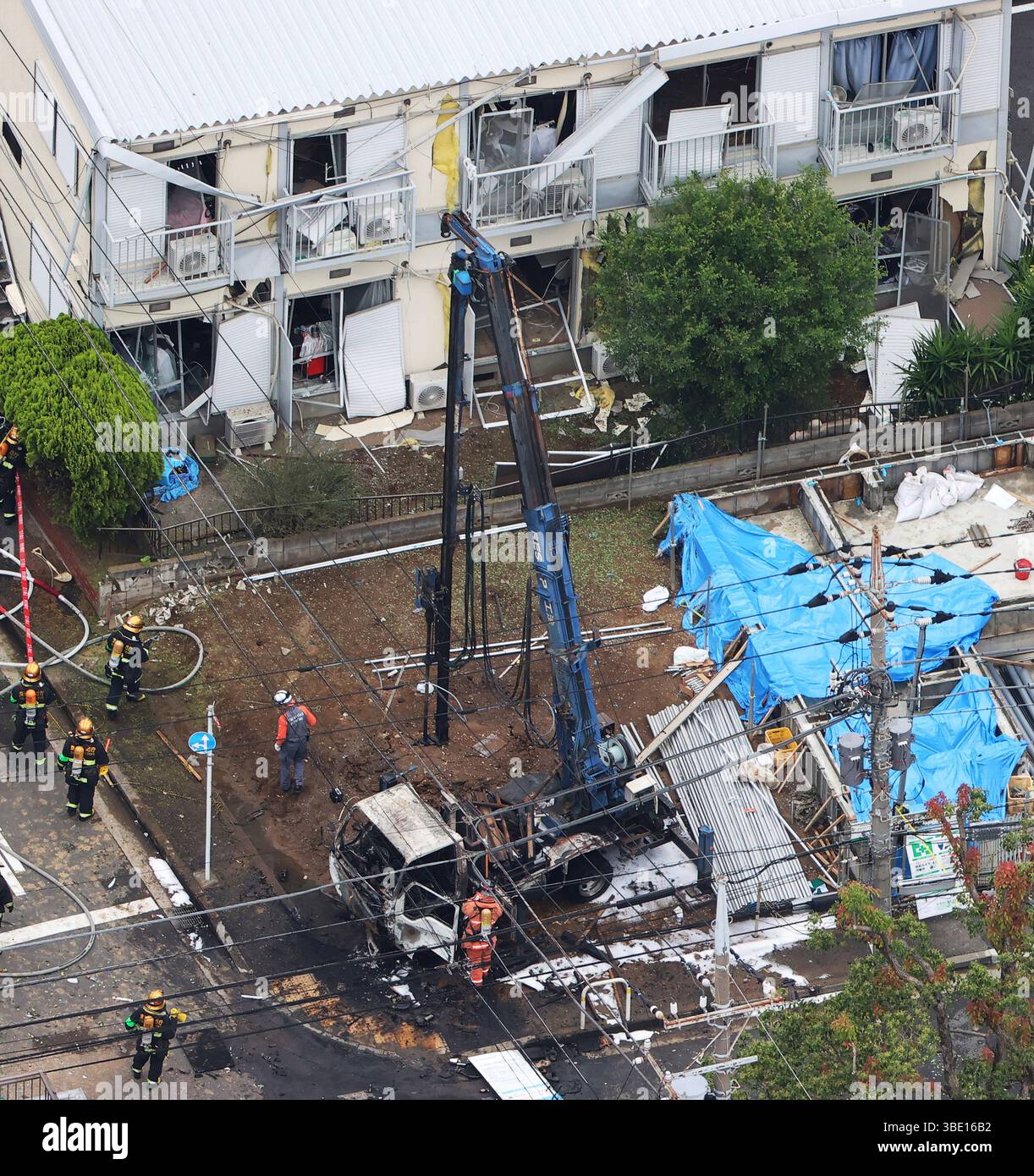 A photo shows an explosion scene at the construction site of an ...
