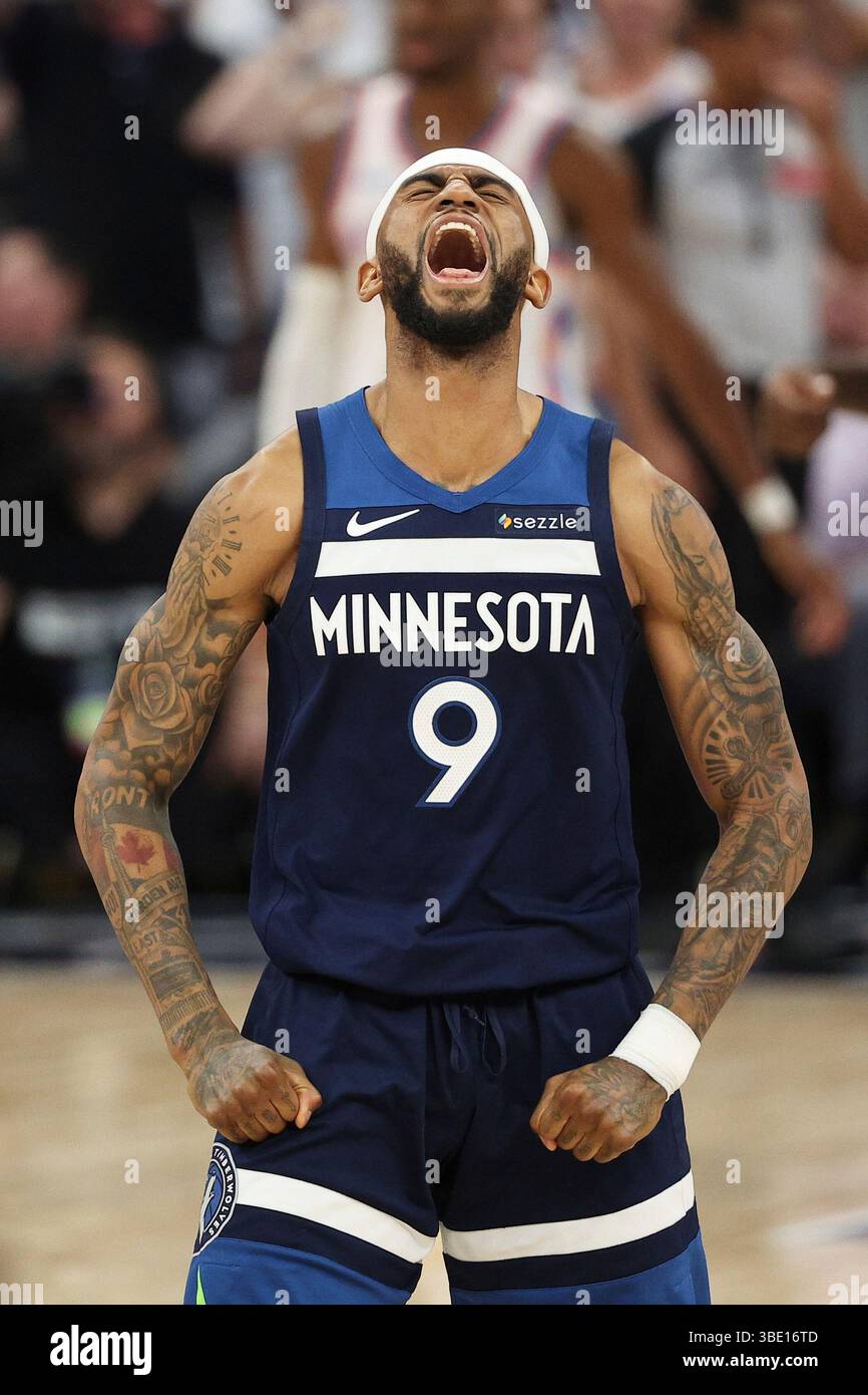 Minnesota Timberwolves guard Nickeil Alexander-Walker (9) celebrates ...
