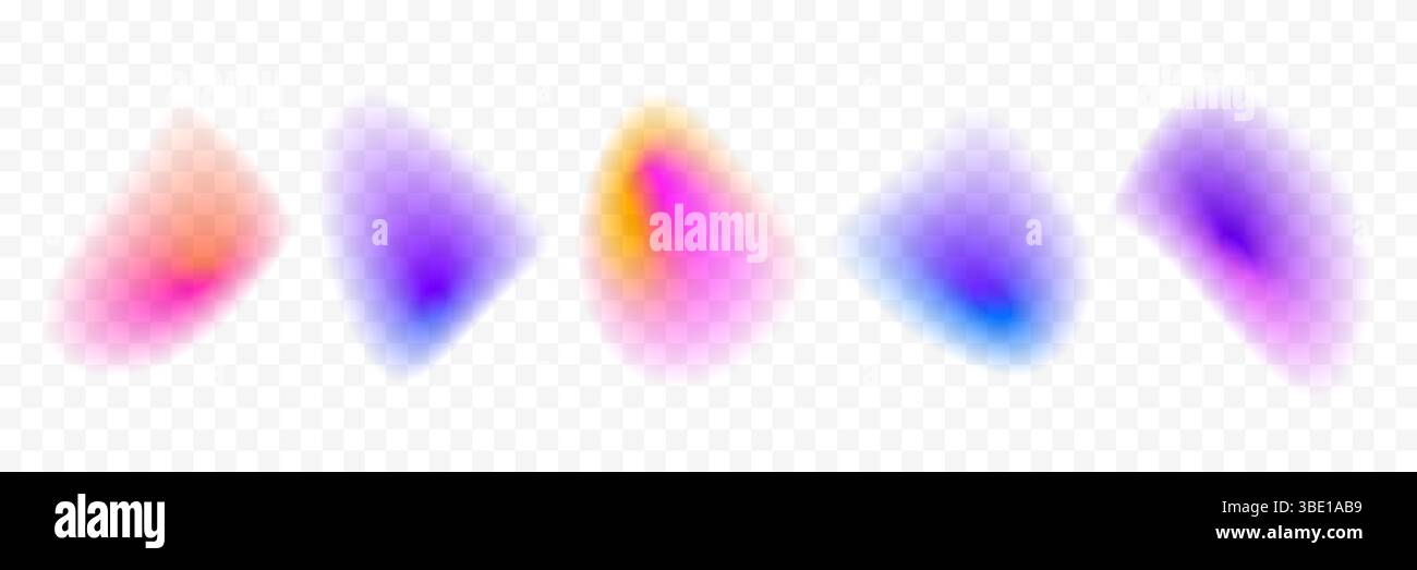 Abstract blurry gradient shape set. Pastel colored liquid blob ...
