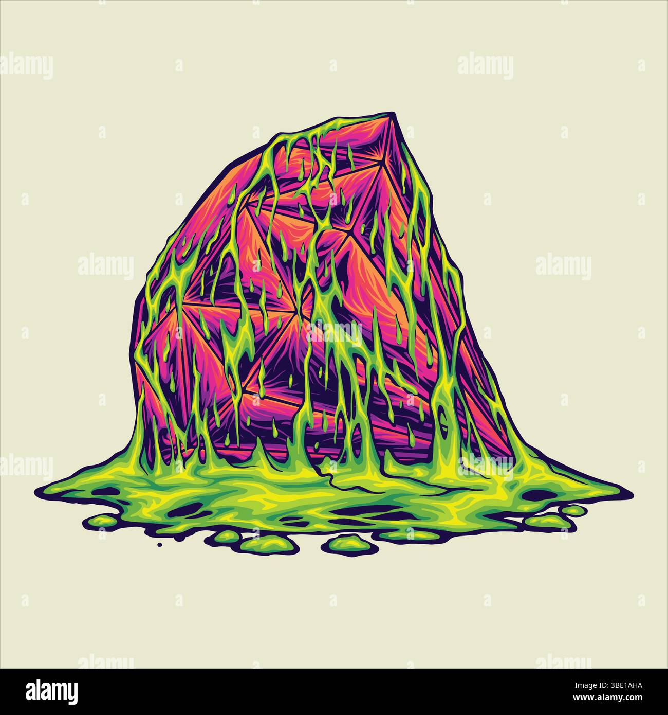 Psychedelic Crystal Covered in Toxic Slime vector illustrations for ...