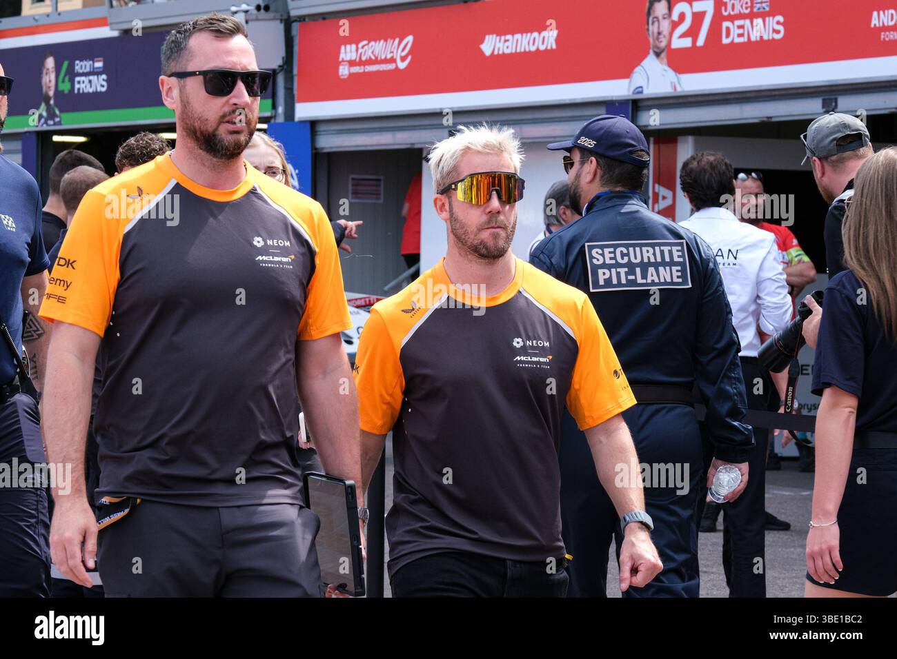 Sam Bird of NEOM McLaren Formula E Team (R) seen during the Preview of ...