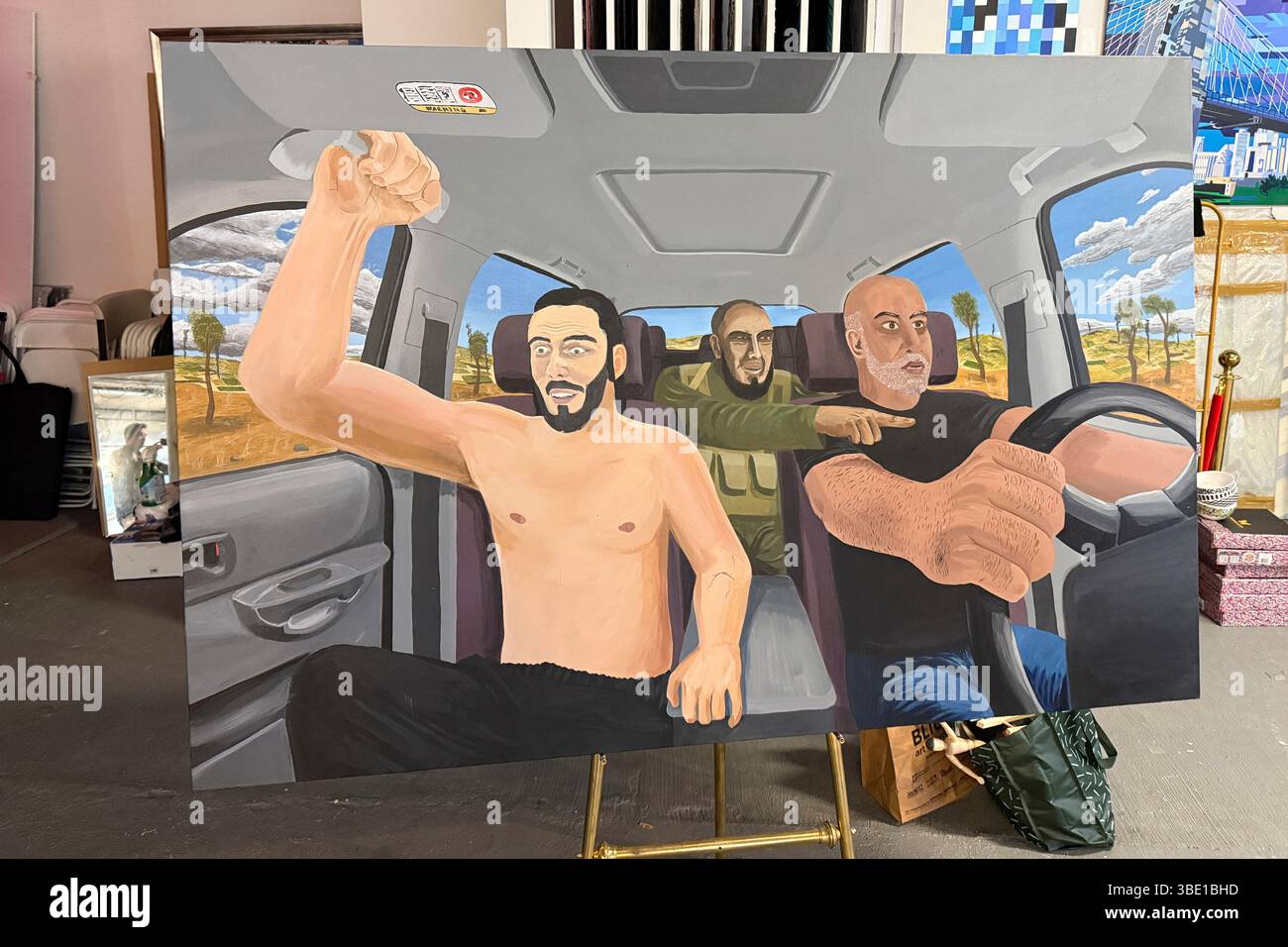 A painting by Andrei Kozlov, an artist who was taken hostage by Hamas during the Oct. 7, 2023 ...