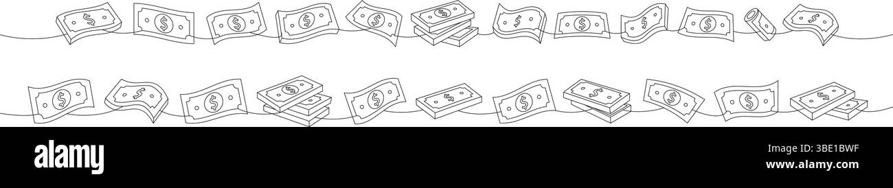 Cash paper currency one line continuous drawing. Money investment and ...