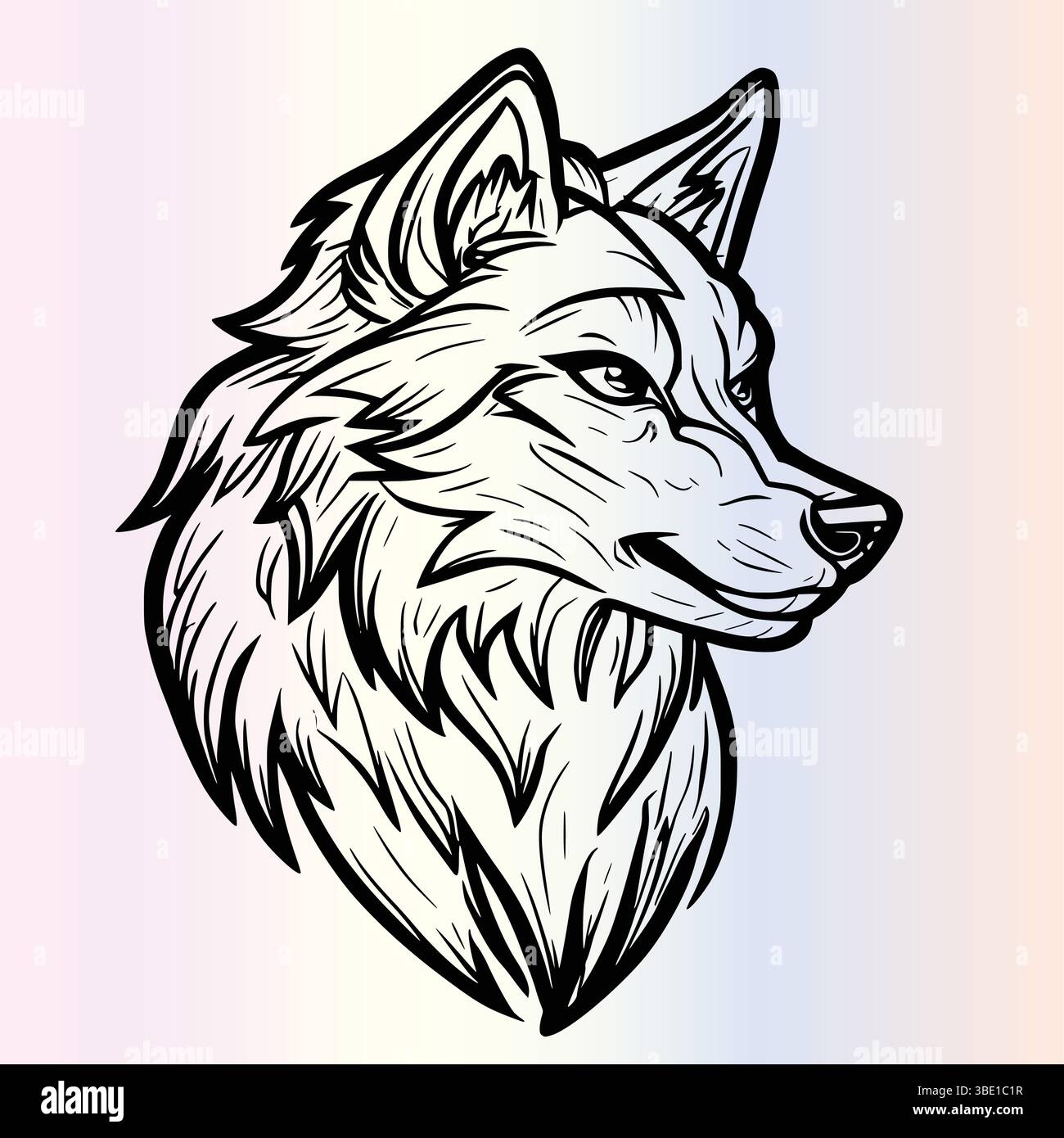 Wolf Coloring Pages Drawing For Kids Stock Vector Image & Art - Alamy