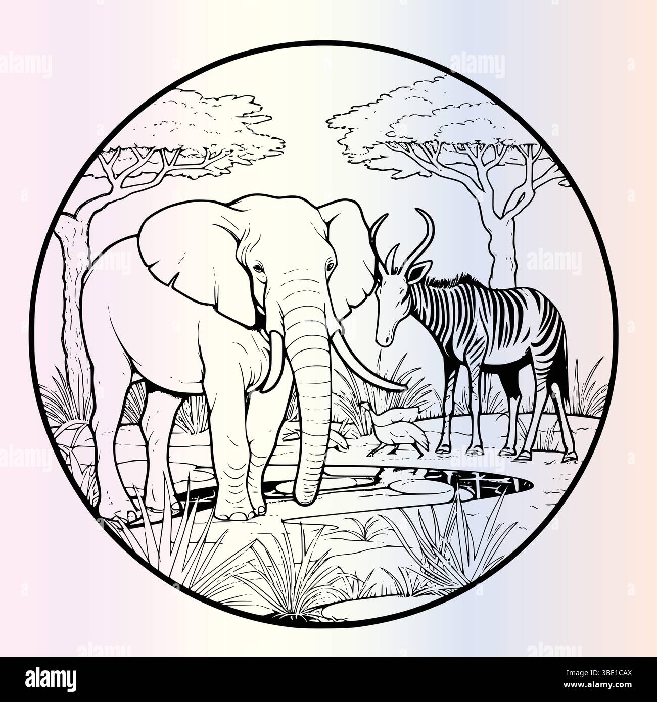 Elephant cartoon coloring pages hi-res stock photography and images - Alamy