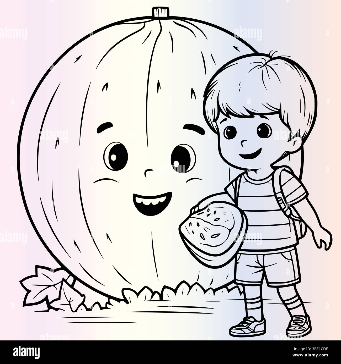 Watermelon Coloring Page For Kids Stock Vector Image & Art - Alamy