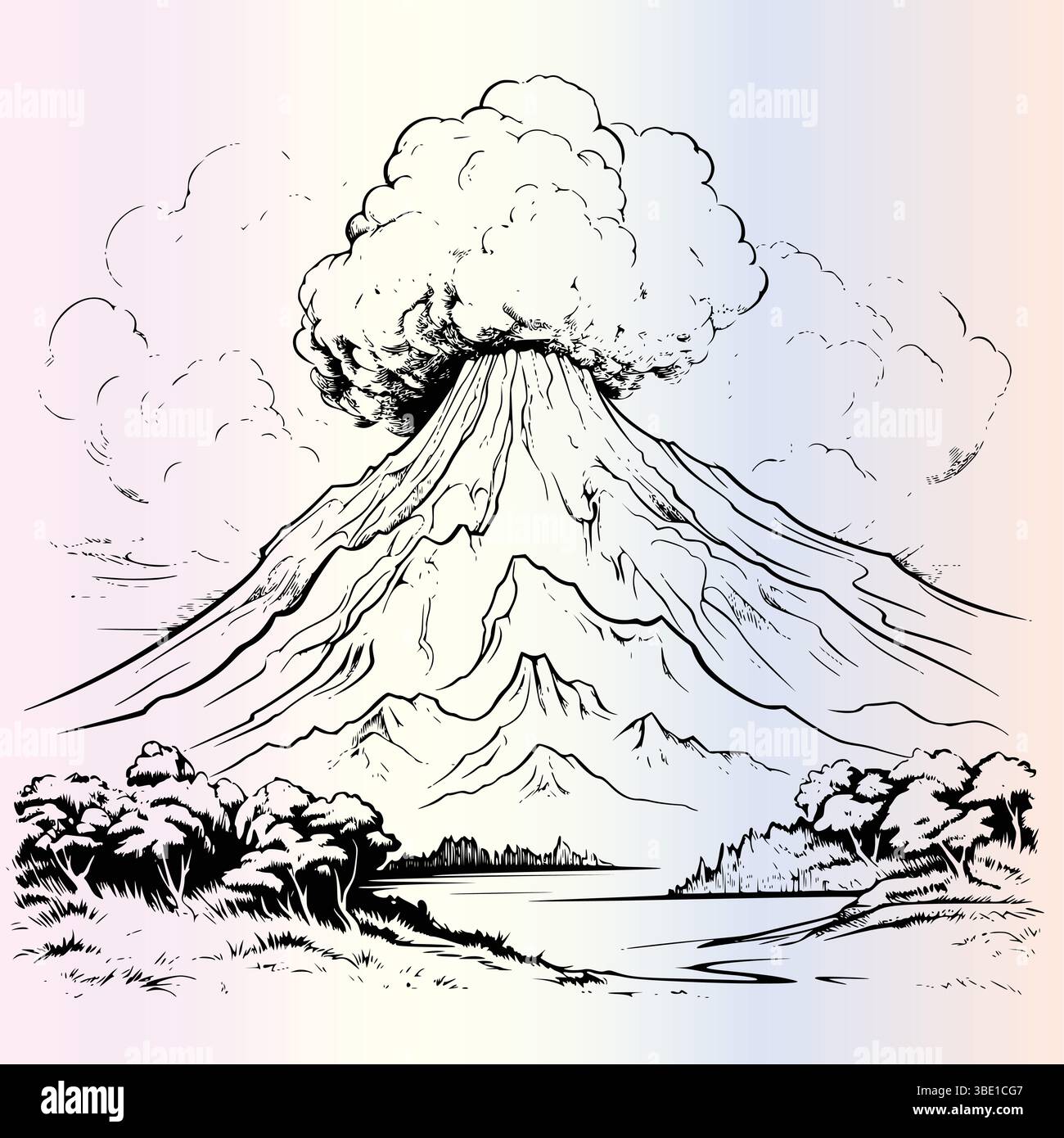 Volcanoes Coloring Page for Kids Stock Vector Image & Art - Alamy