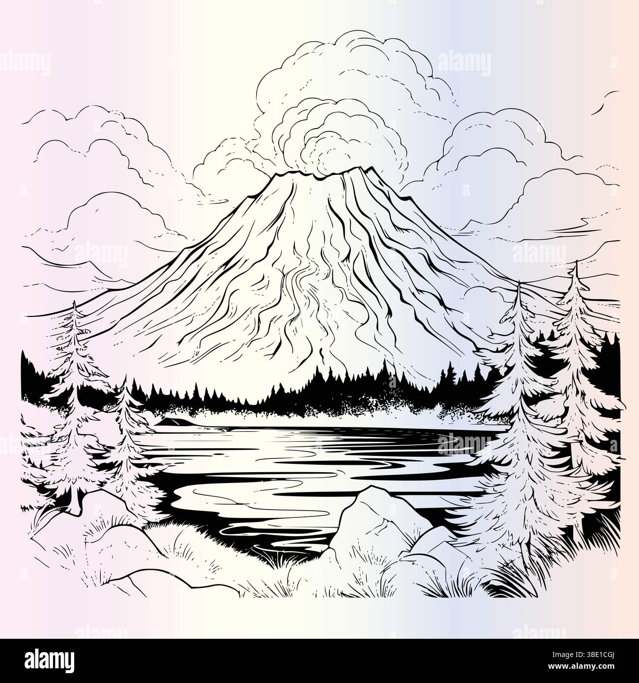 Volcanoes Coloring Page for Kids Stock Vector Image & Art - Alamy