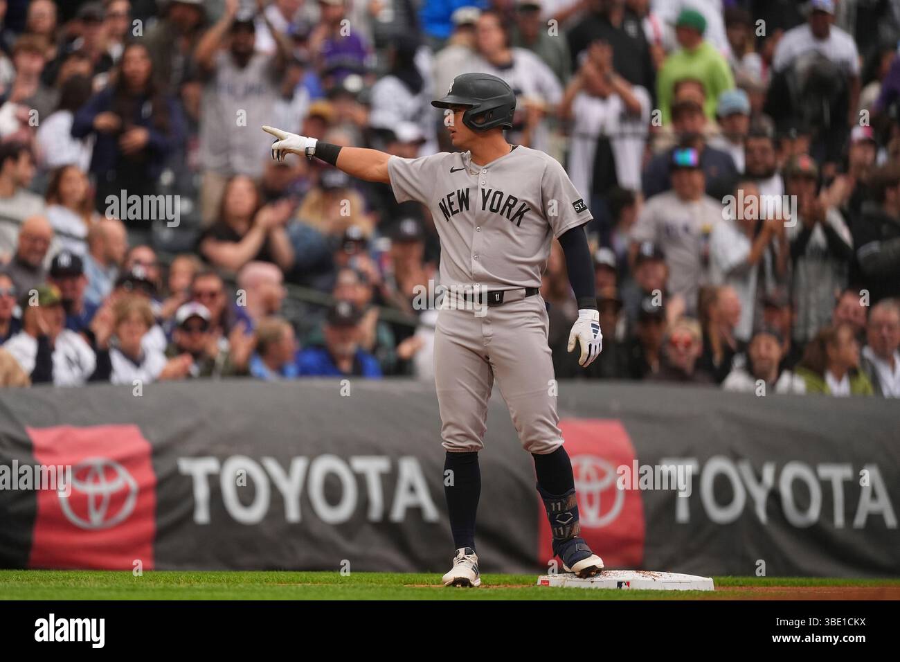 New York Yankees shortstop Anthony Volpe (11) in the second inning of a baseball game Sunday ...