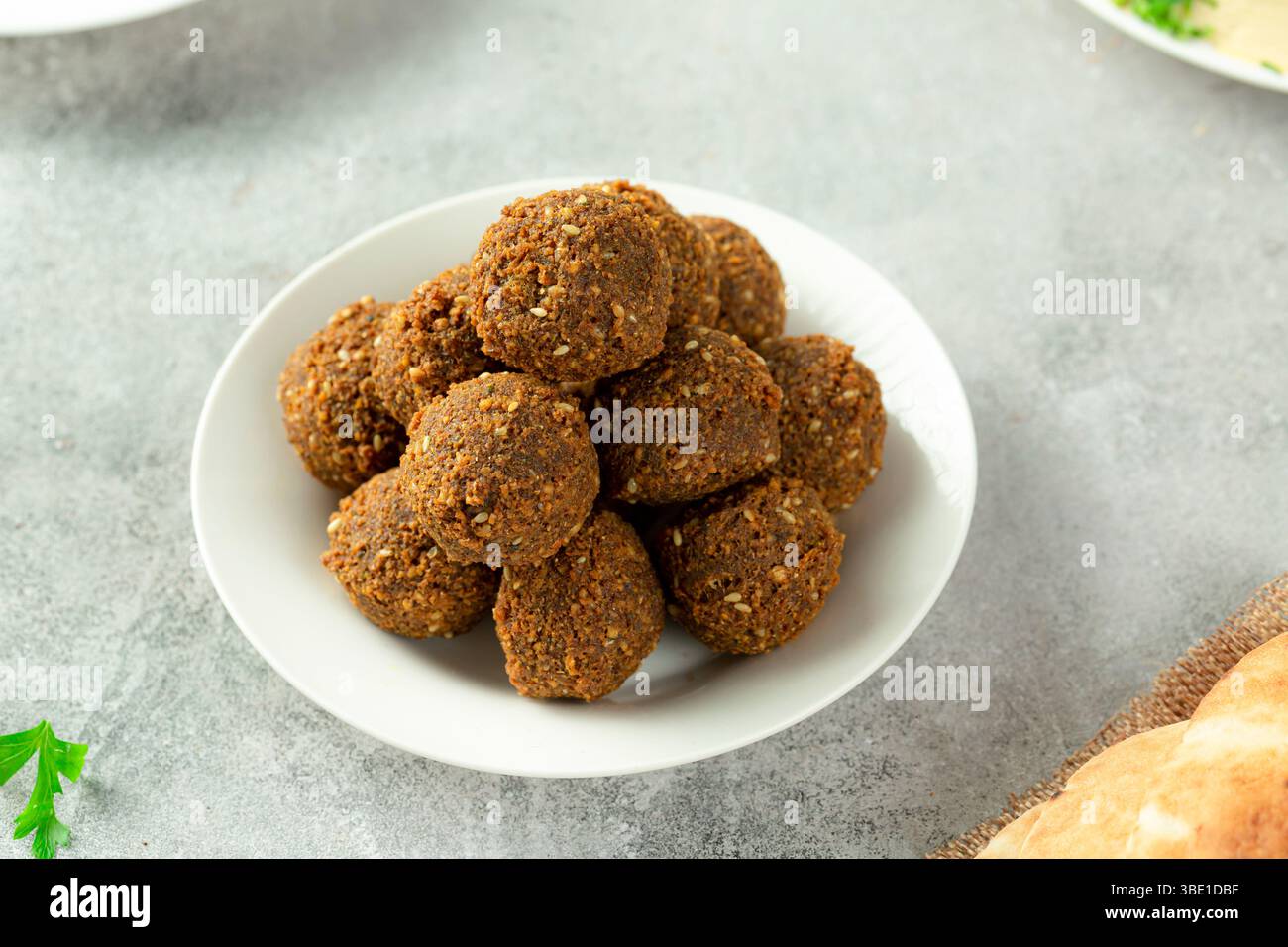 Falafel served on a light surface – Middle Eastern vegetarian food ...