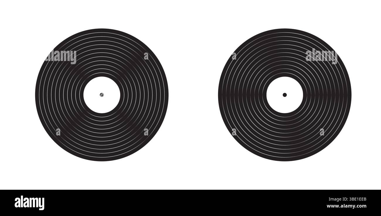 Retro vinyl record icons Classic LP music discs isolated on white ...