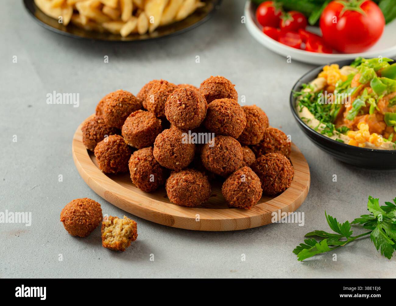 Falafel plate on a light background – classic Arabic street food Stock ...