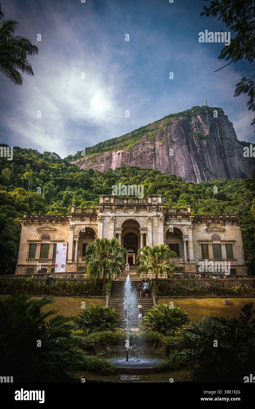 Historic Mansion and Fountain of Parque Lage with Corcovado Mountain ...