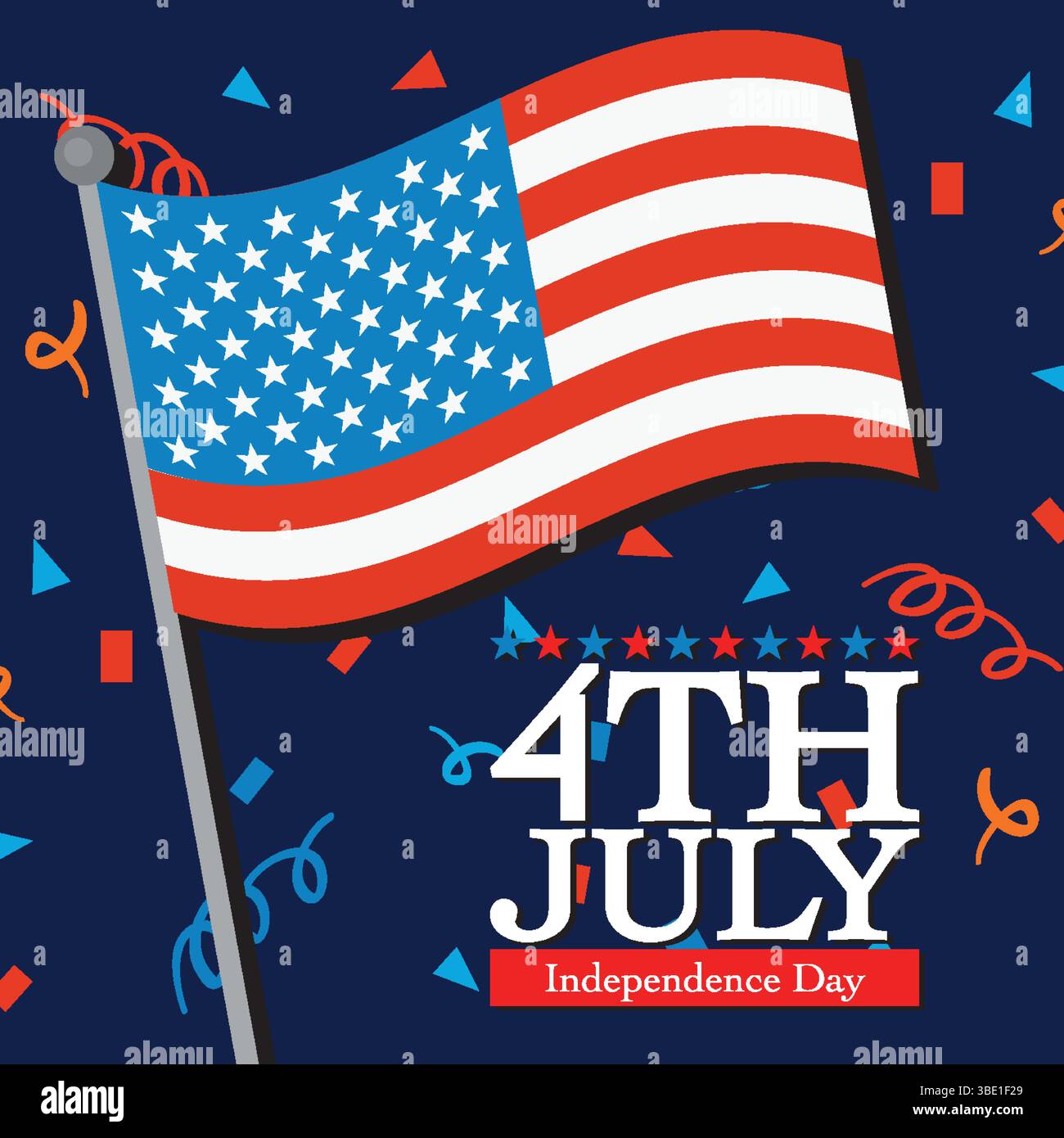 Vector illustration of the American flag with festive elements for ...